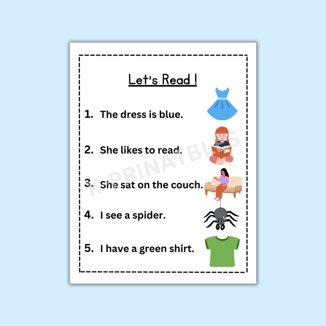 Reading Practice Worksheets - Etsy