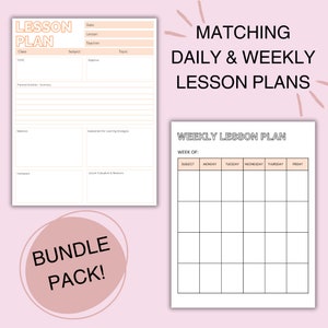 Daily & Weekly Lesson Plans , Digital, 14 Pages, Bundle Pack - Etsy