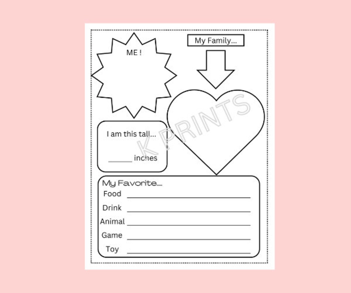 All About Me Writing Prompts, Worksheets, Activity, Pdf. , Instant ...