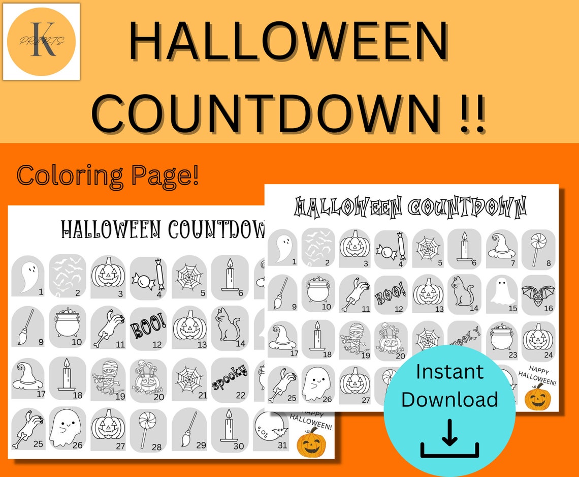 Kids Digital Halloween Countdown Calendar, Halloween Advent Calendar ...
