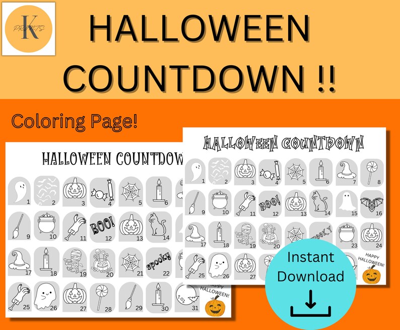 Kids Digital Halloween Countdown Calendar Halloween Advent - Etsy