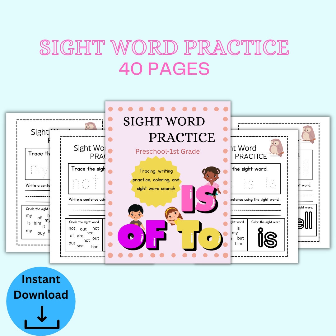 Summer Sight Word Worksheets, 40 Pages, 40 Sight Words, Digital ...