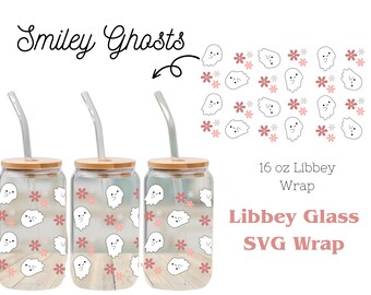 Boo Ghost Wrap Svg, Halloween Can Glass Wrap File, Cute Spooky Ghost ...