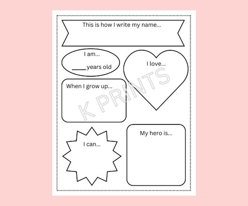 All About Me Writing Prompts, Worksheets, Activity, Pdf. , Instant ...
