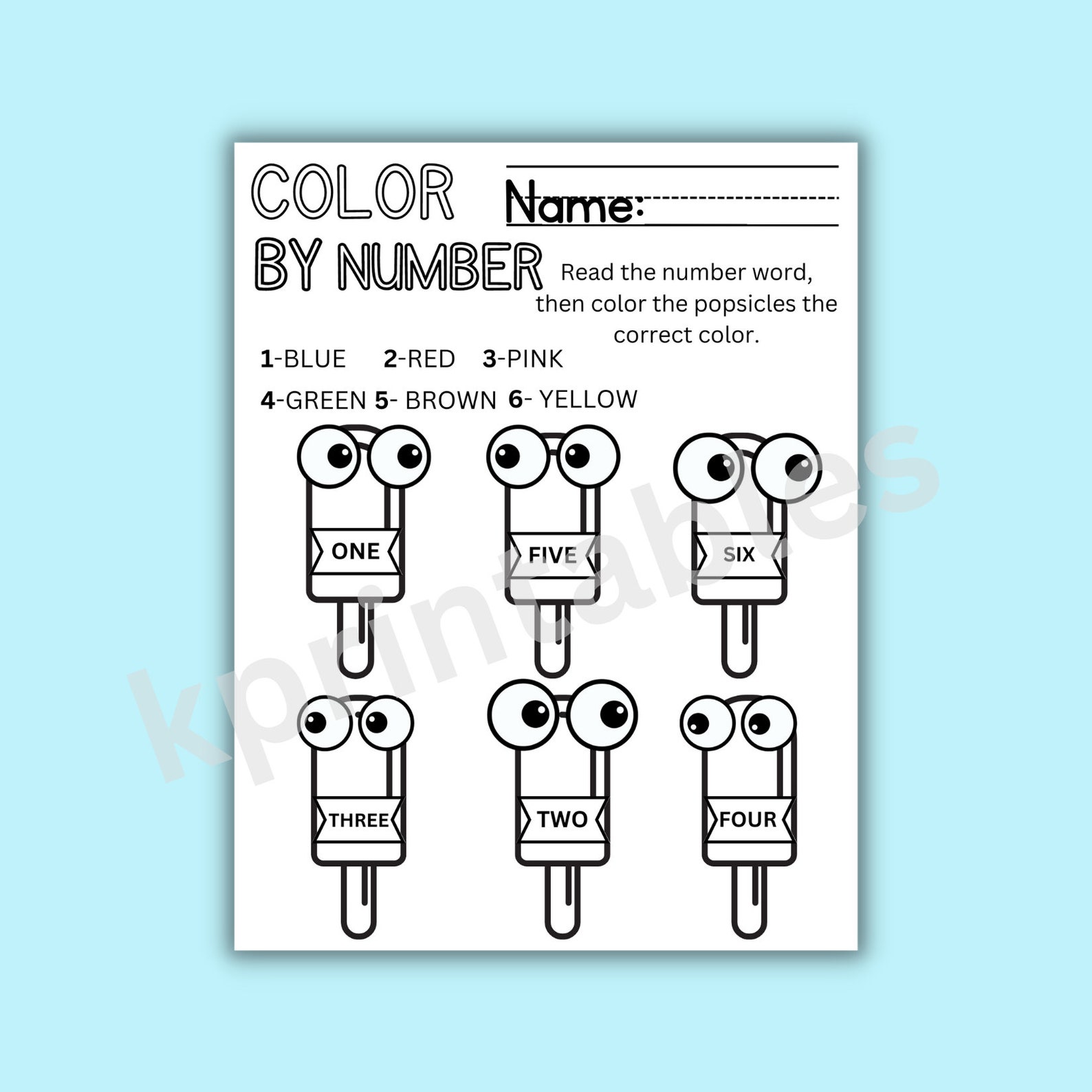 Googly Eyes Color by Name/number Worksheets Digital Download - Etsy