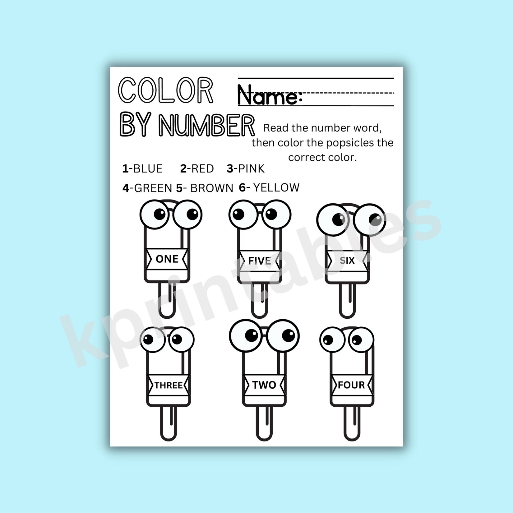 Googly Eyes Color by Name/number Worksheets Digital Download - Etsy