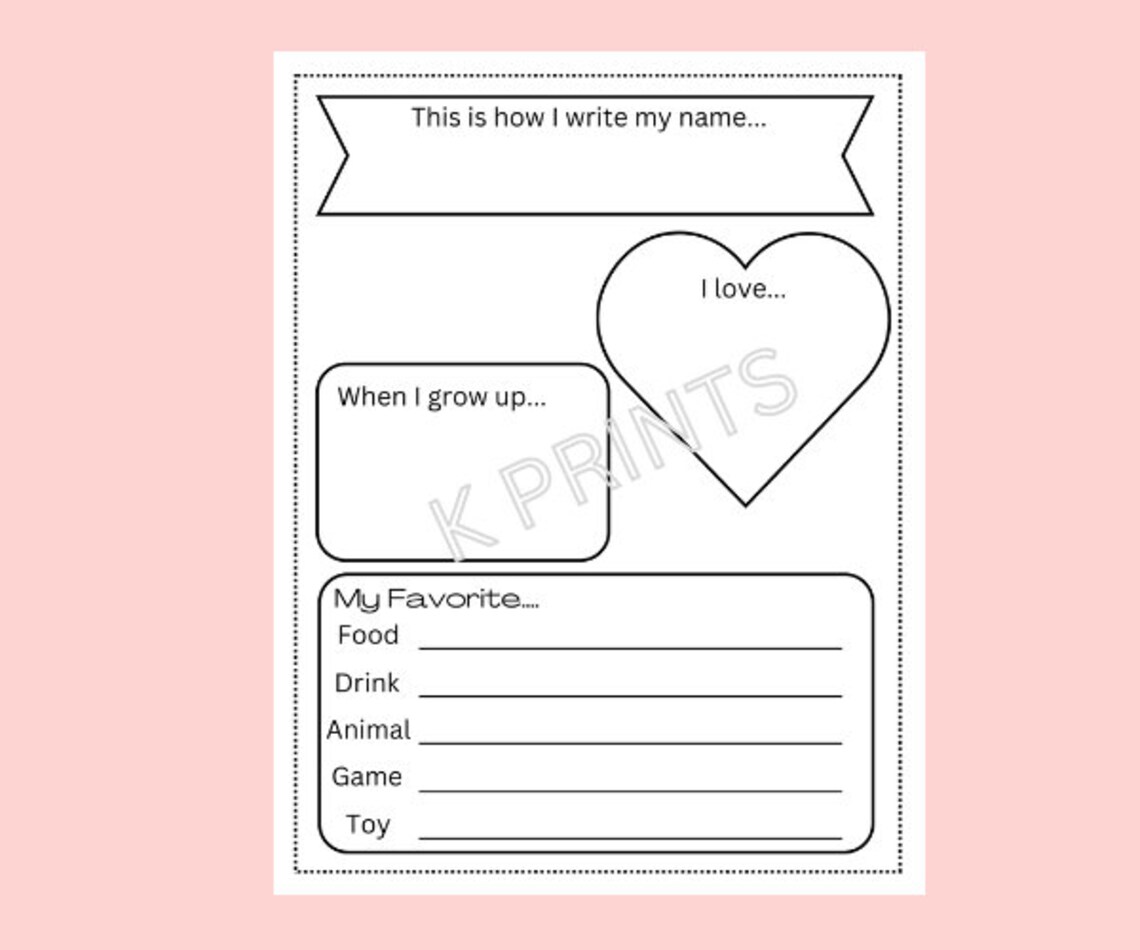 All About Me Writing Prompts, Worksheets, Activity, Pdf. , Instant ...