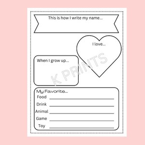 All About Me Writing Prompts, Worksheets, Activity, Pdf. , Instant ...