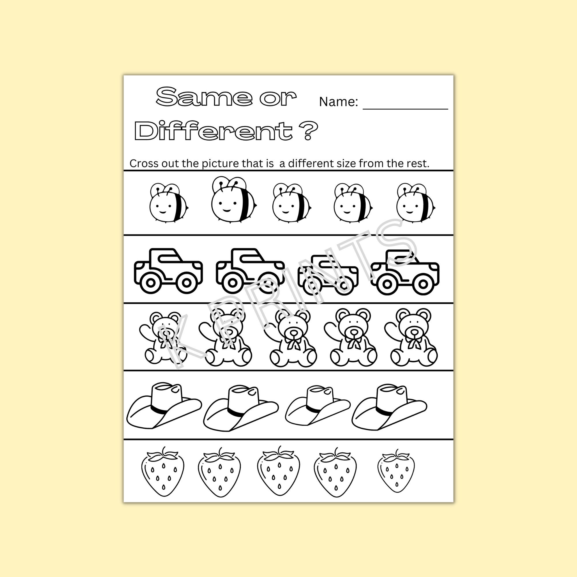 Summer Worksheets 10 Same or Different Matching Worksheets, Instant ...