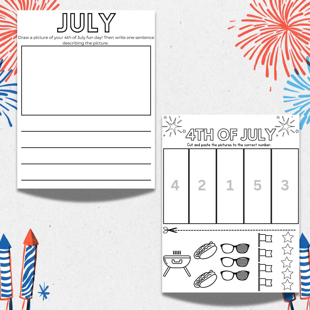 10 FUN 4TH OF JULY Worksheets, Coloring Pages, Writing Pages, Counting ...
