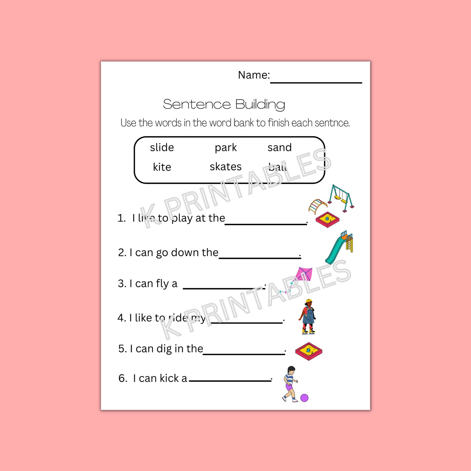 Sentence Building Worksheets for Kindergarten, Pdf, Instant Download ...