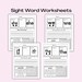 Sight Word Worksheets - Etsy