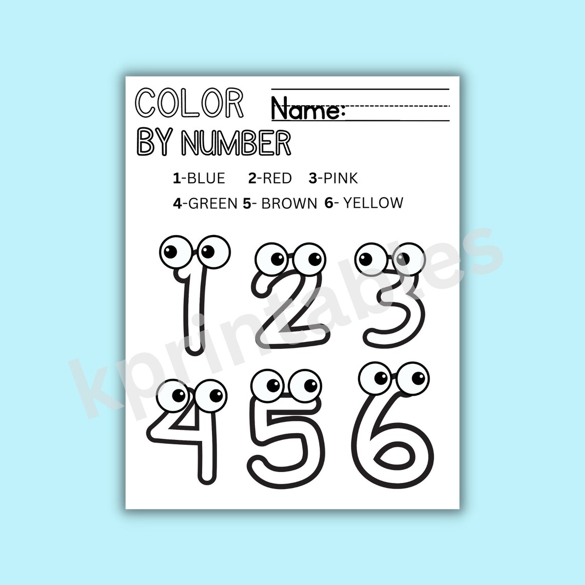 Googly Eyes Color by Name/number Worksheets Digital Download - Etsy