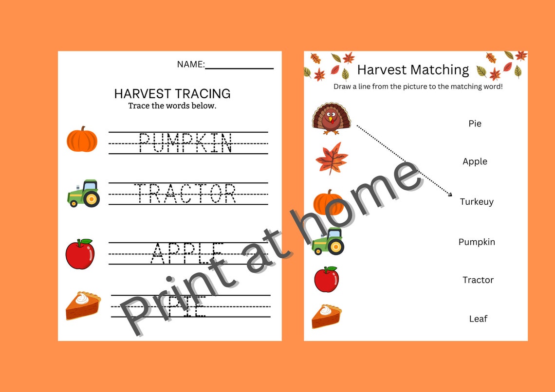 20 Digital Fall / Harvest Themed Worksheets, Elementary Worksheets ...
