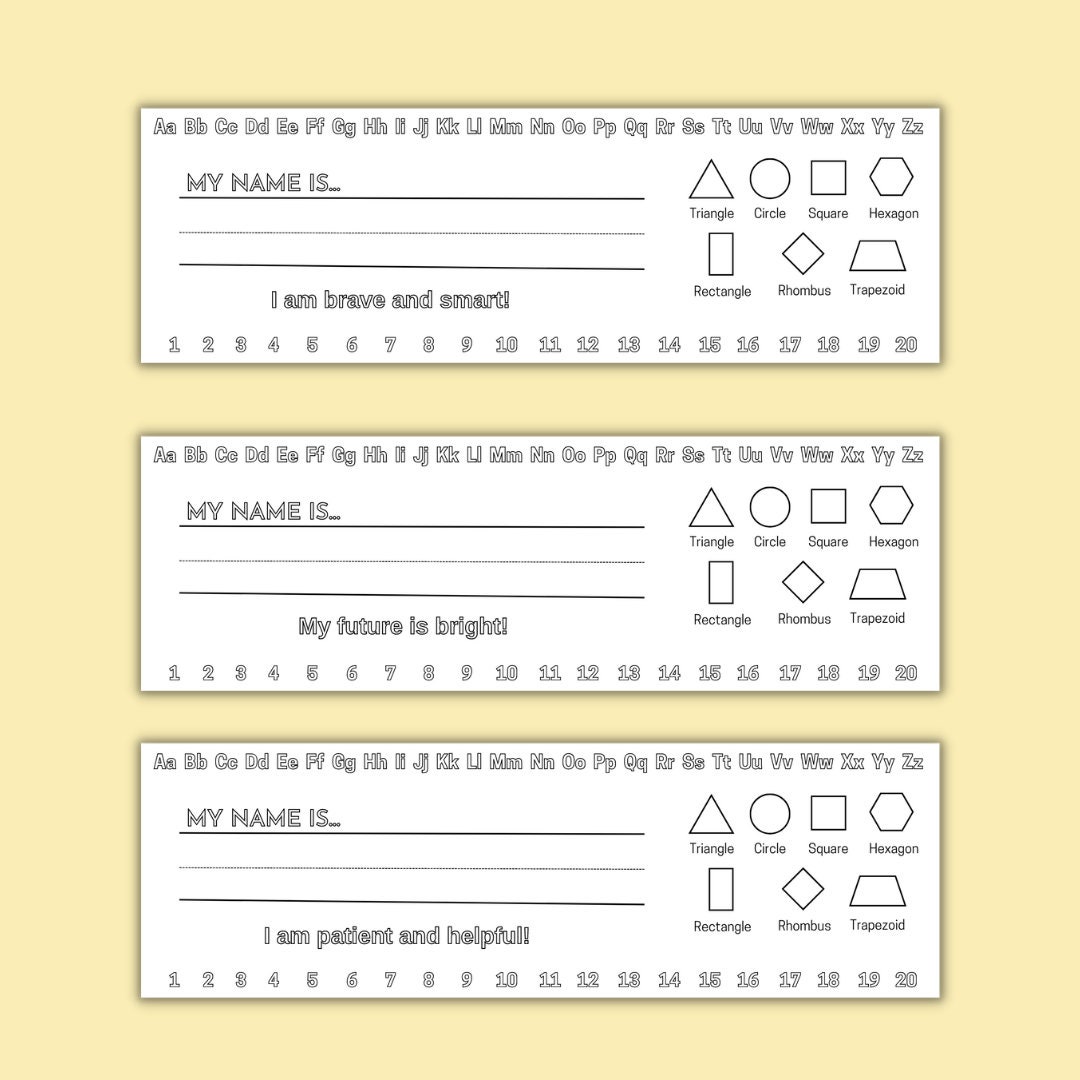 25 Coloring Affirmation Name Tags / Name Plates for Student Desks, Pdf ...