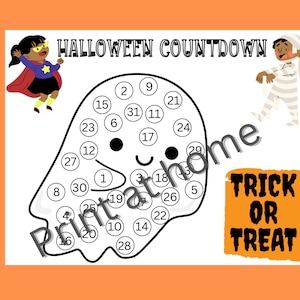Kids Halloween Countdown Coloring Page Activity - Etsy