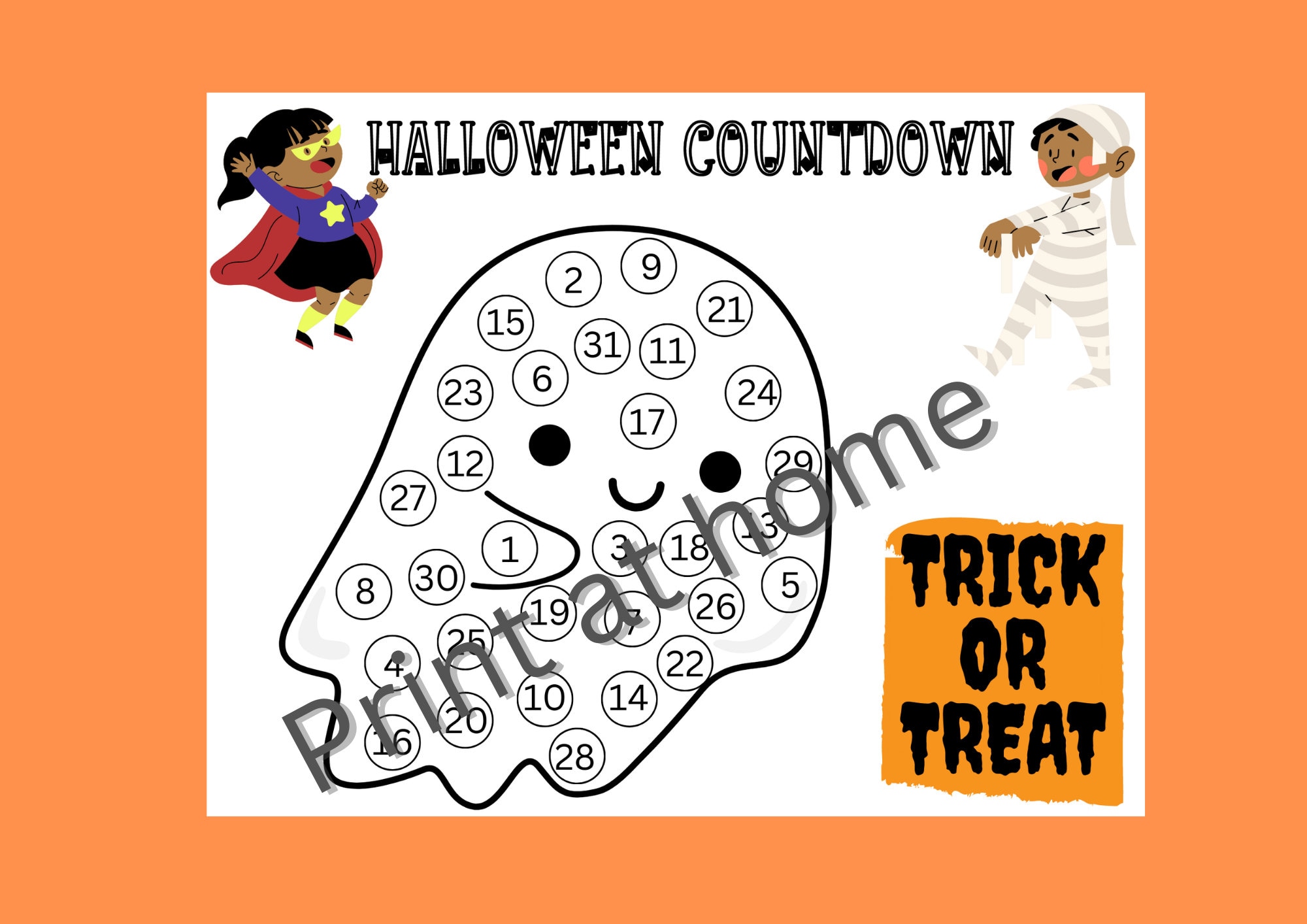 Kids Halloween Countdown Coloring Page Activity - Etsy
