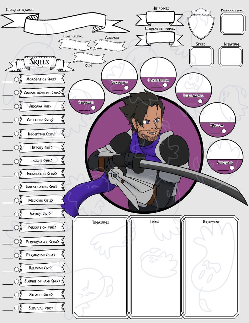 Hand Drawn Character Art | D&D |character Sheet | DND | TTRPG | RPG ...