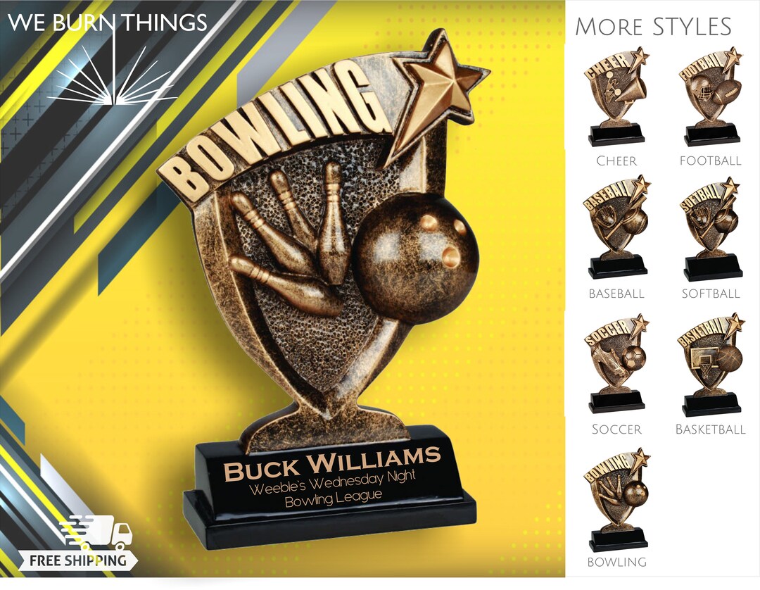 BOWLING TROPHY - Broadcast Resin Trophies - Free Shipping - Custom ...
