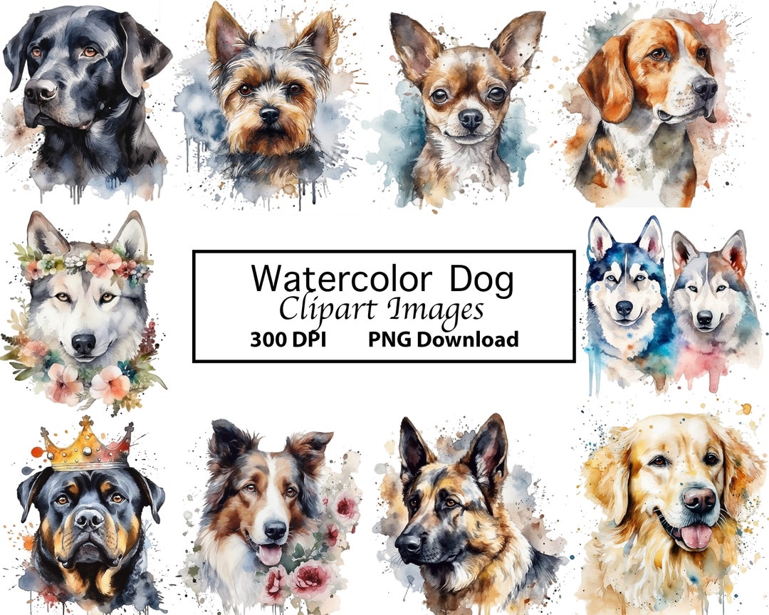 10 High-quality Watercolor Dog Clipart Images, Pet Illustrations, PNG ...