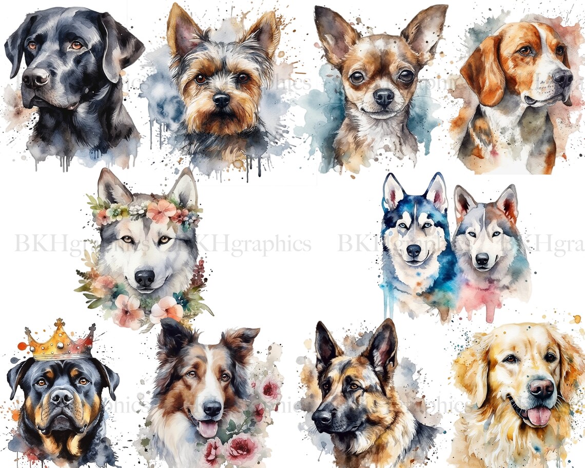 10 High-quality Watercolor Dog Clipart Images, Pet Illustrations, PNG ...