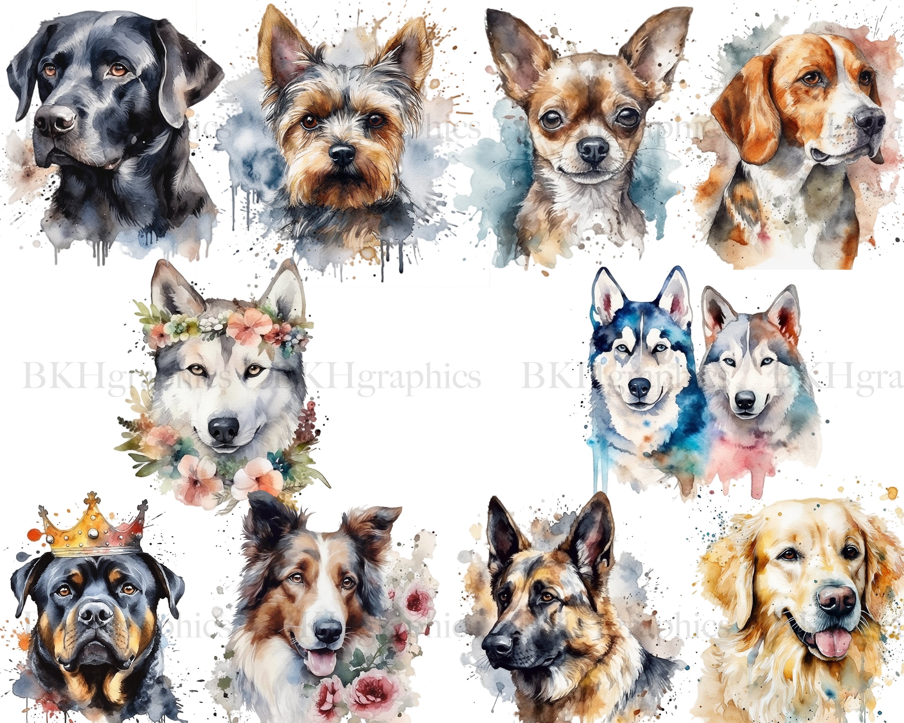 10 High-quality Watercolor Dog Clipart Images, Pet Illustrations, PNG ...