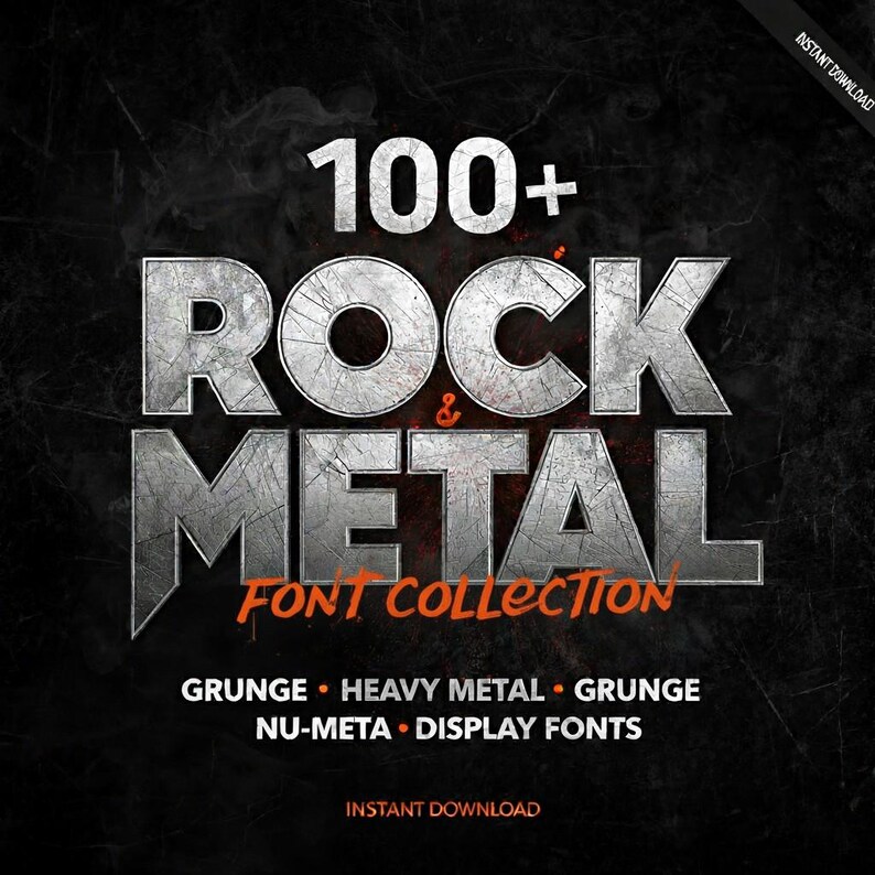 Mega Rock & Metal Font Bundle | 100+ Heavy Metal, Grunge, Nu-metal ...