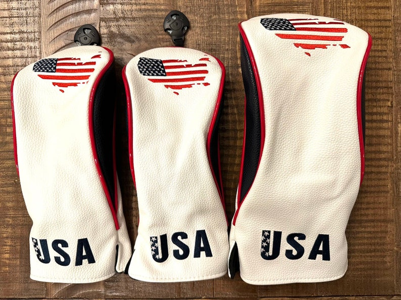 3pcs Classic USA Flag Golf Head Covers for Driver & Fairway Woods Fit ...