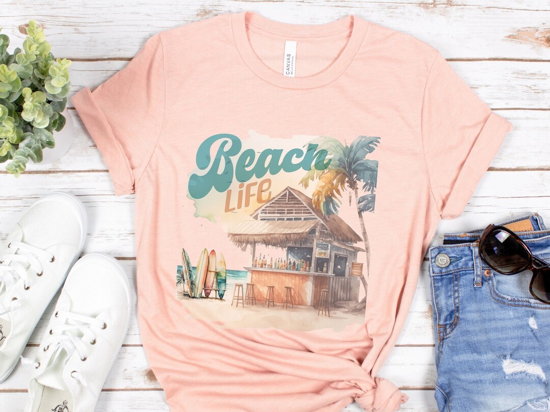 Beach Life Shirt,oversized Swimsuit Coverup Tee,summer Shirt,retro Sun ...