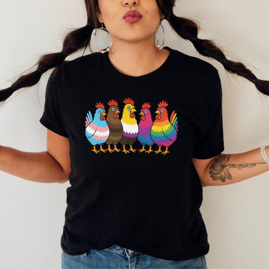 Pride Chicken Shirt or Sweatshirt, Funny Rainbow Chicks Tee, LGBTQ Ally ...