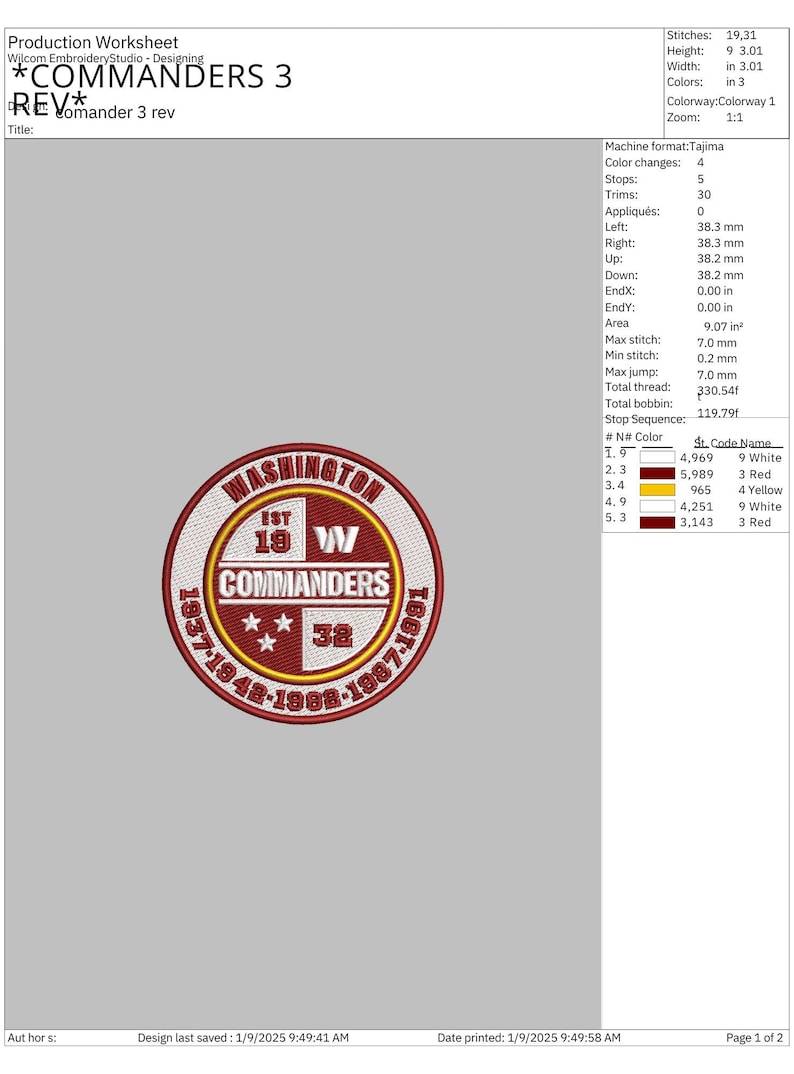 Washington Commanders 3 Inch Embroidery Digital File - Etsy