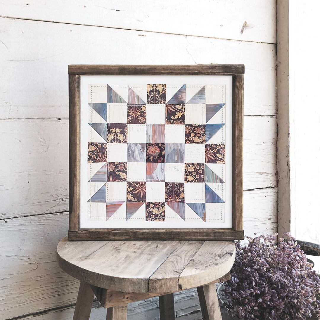 William Morris Sewn Paper Quilt Collage (8x8) : Cut Paper Collage Art ...