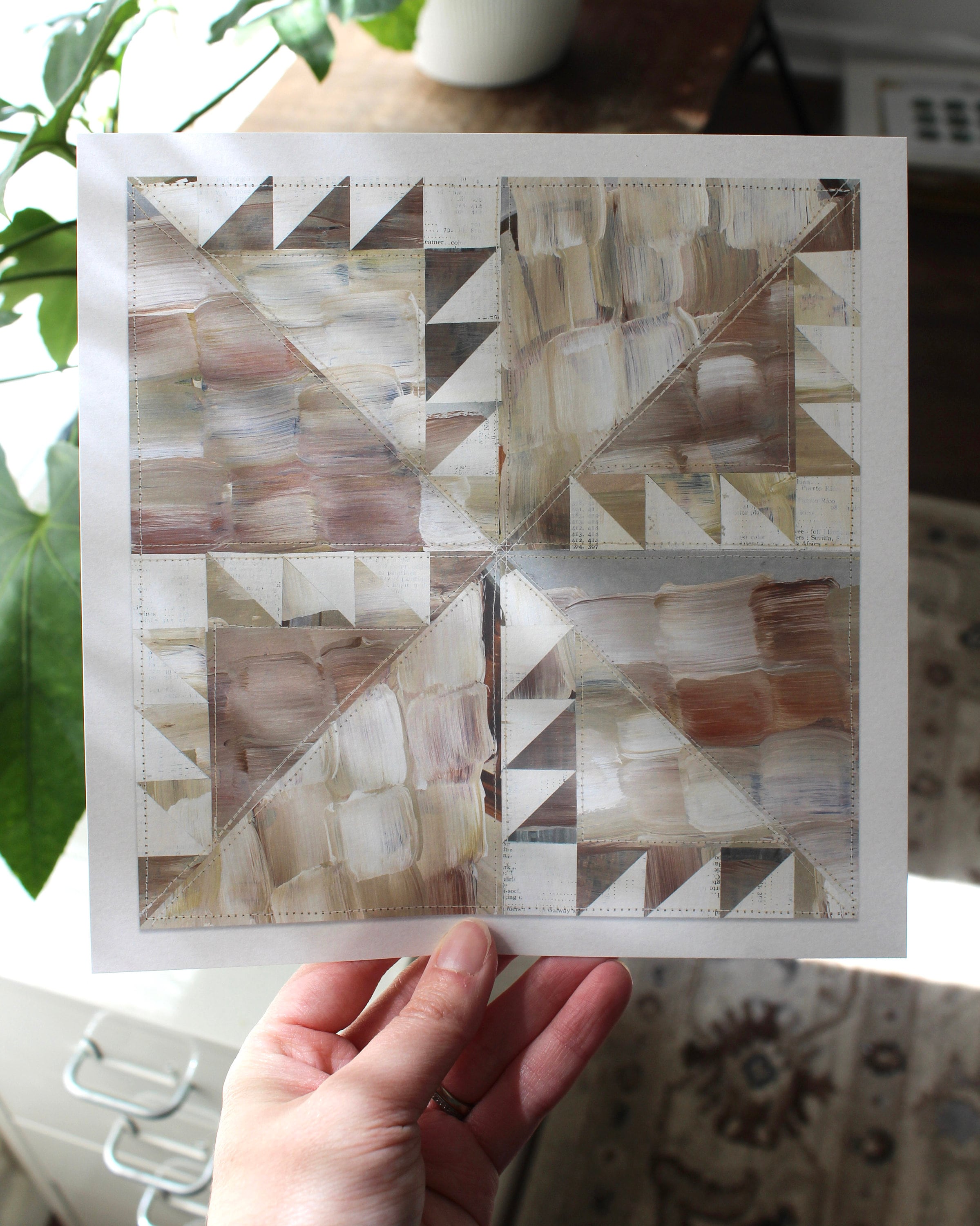 Pinwheel Quilt Block Giclée Print: Neutral Collage Art - Etsy