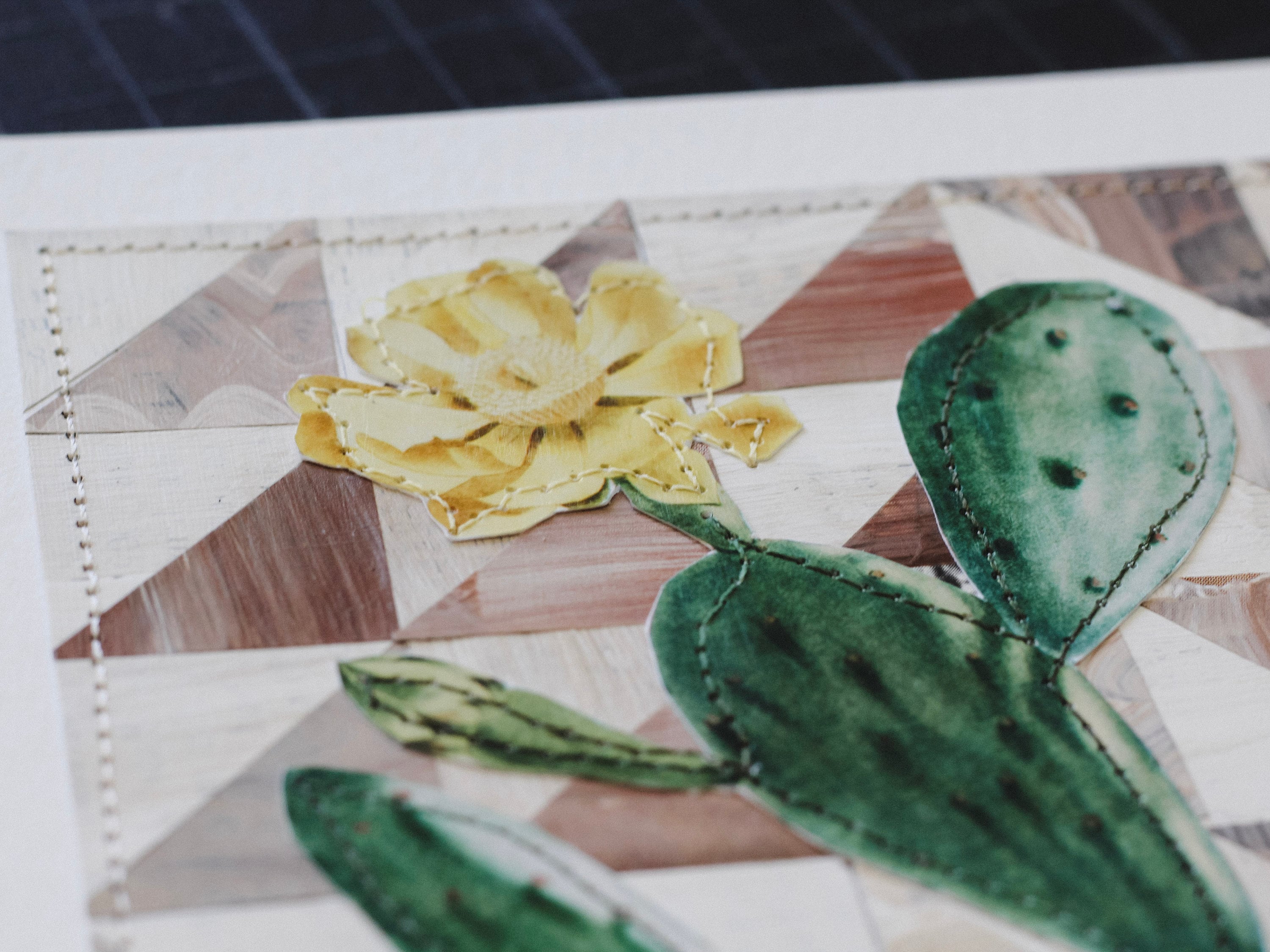 Cactus Flower Collage 6x6 Original Paper Collage Cactus Art Cut Paper ...