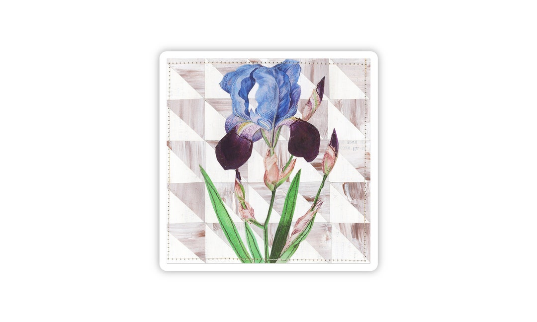 Iris Vinyl Sticker| 4" | Floral Applique Sticker | Quilt Block Sticker ...