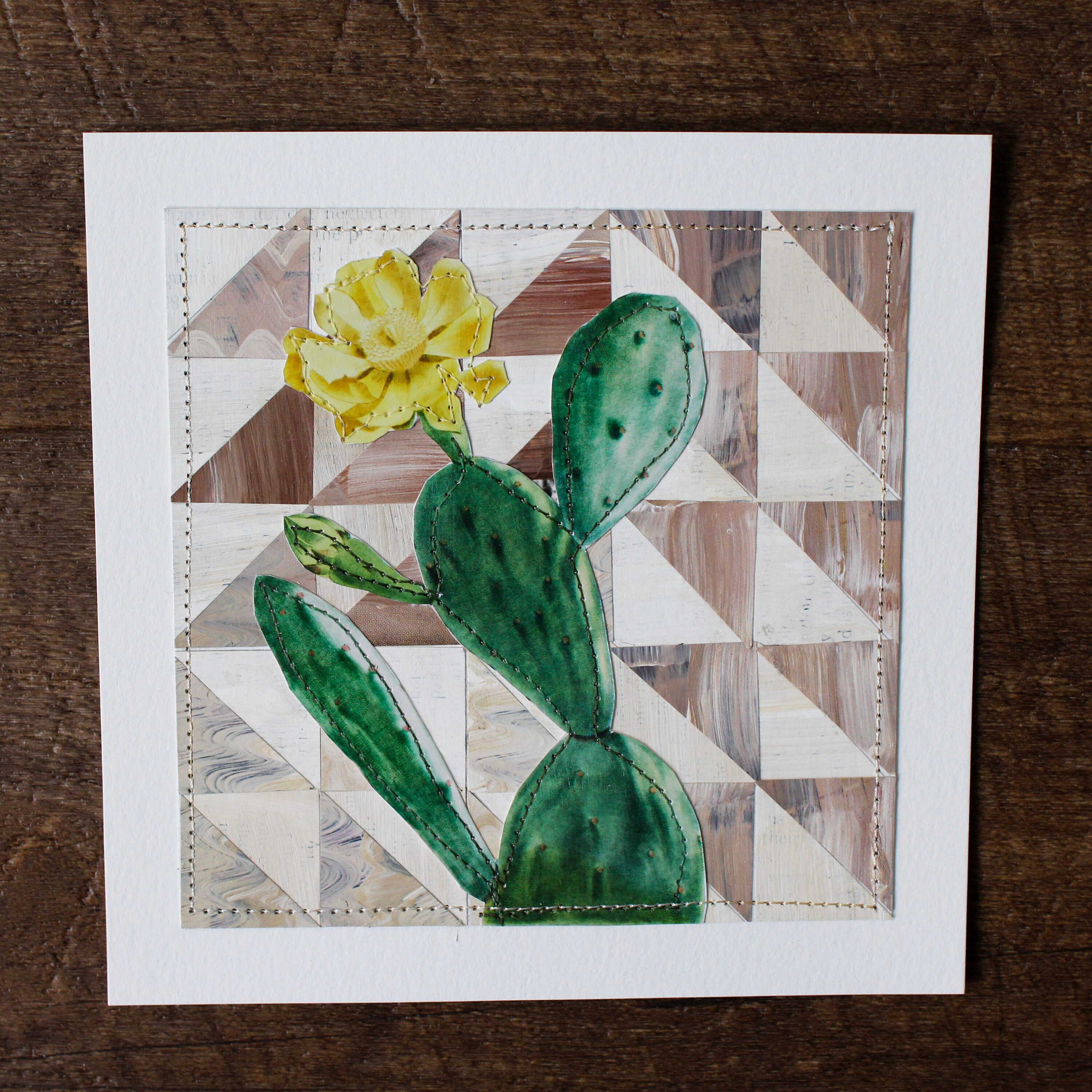 Cactus Flower Collage 6x6 Original Paper Collage Cactus Art Cut Paper ...