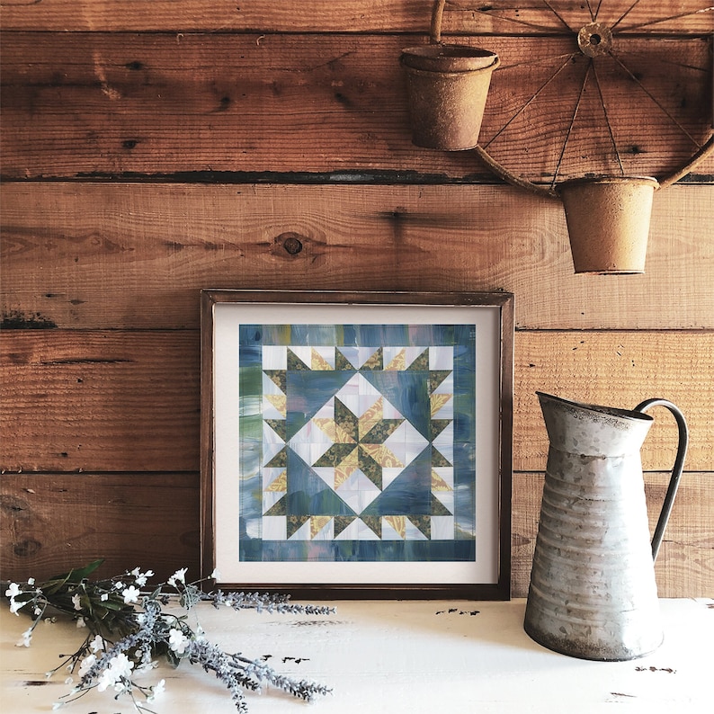 Geometric Patchwork Collage Art Print 12x12 | 8x8 | 6x6 | Giclée Print ...