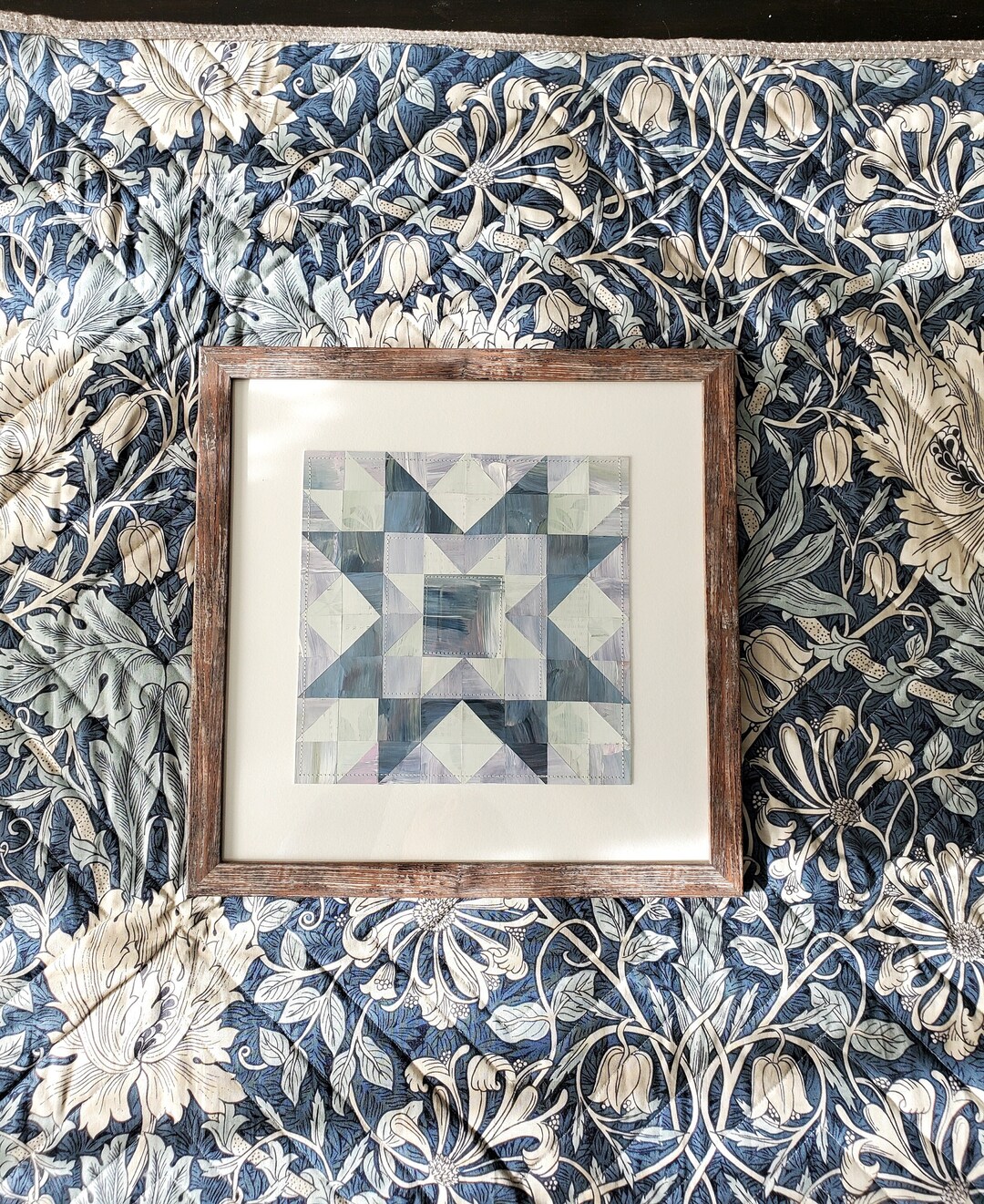 Original Sawtooth Star Collage 12x12 | Framed Quilt Block | Geometric ...