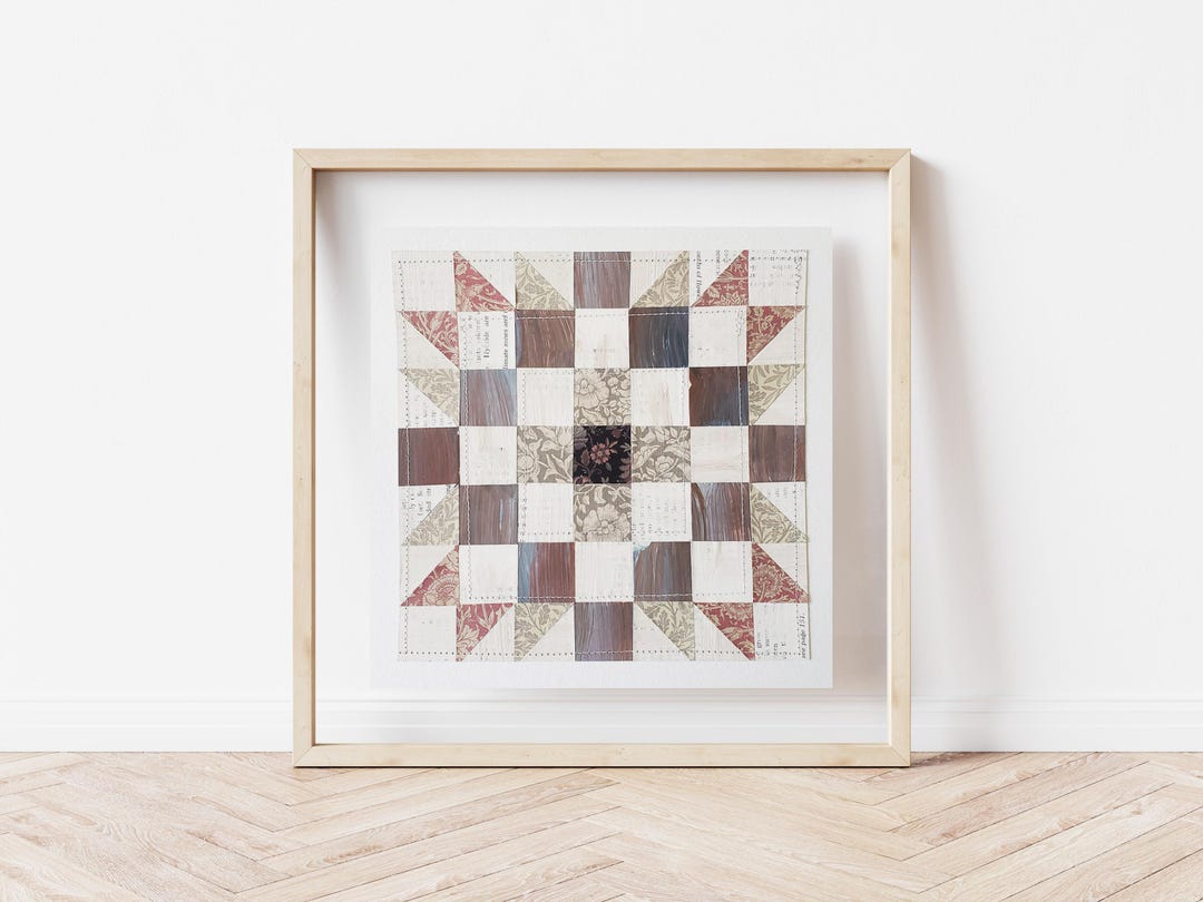William Morris Stitched Quilt Collage (8x8) : Cut Paper Quilt Block ...
