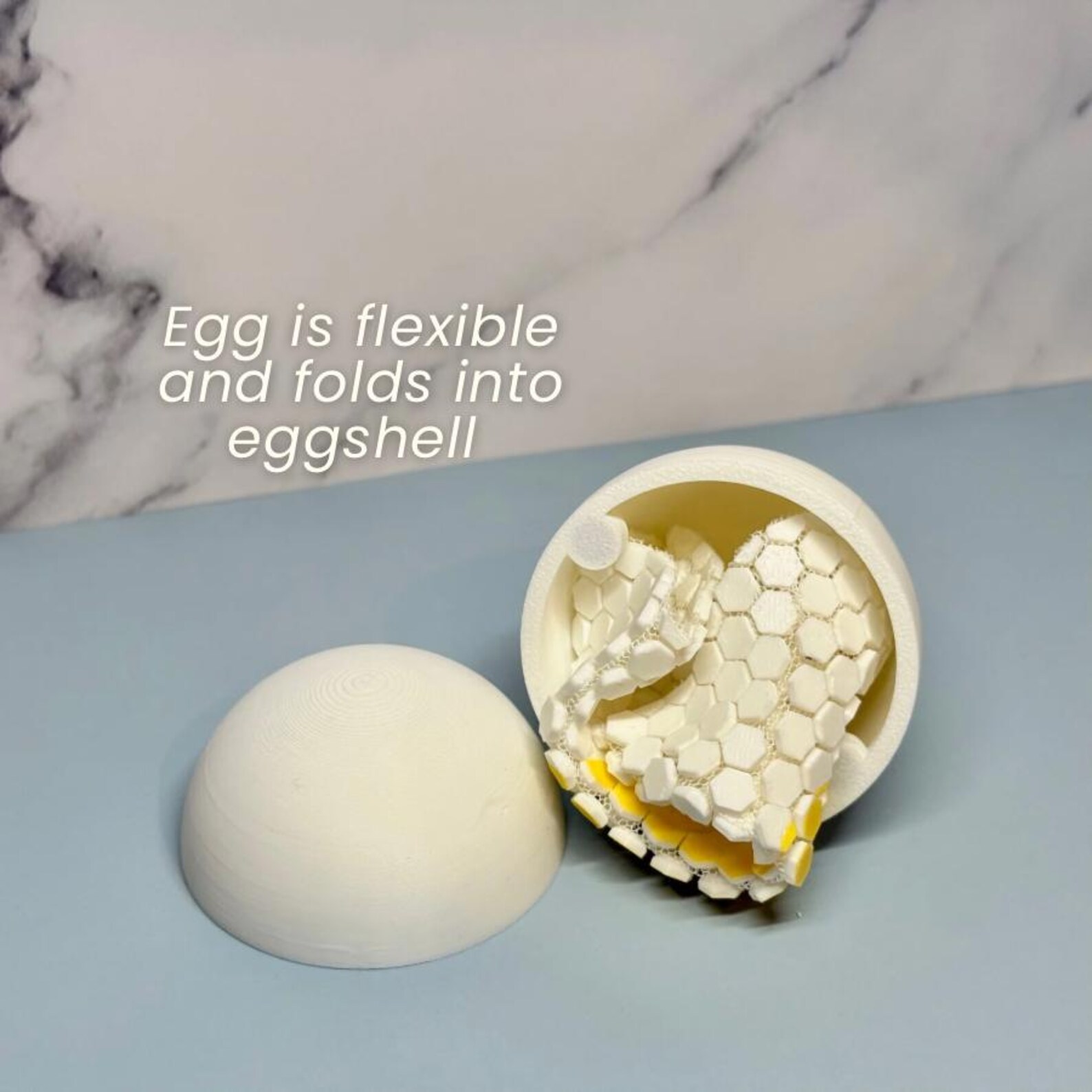 Fidget Fabric Fried Egg | 3D Printed Sensory Toy | Flexible Mesh Egg ...