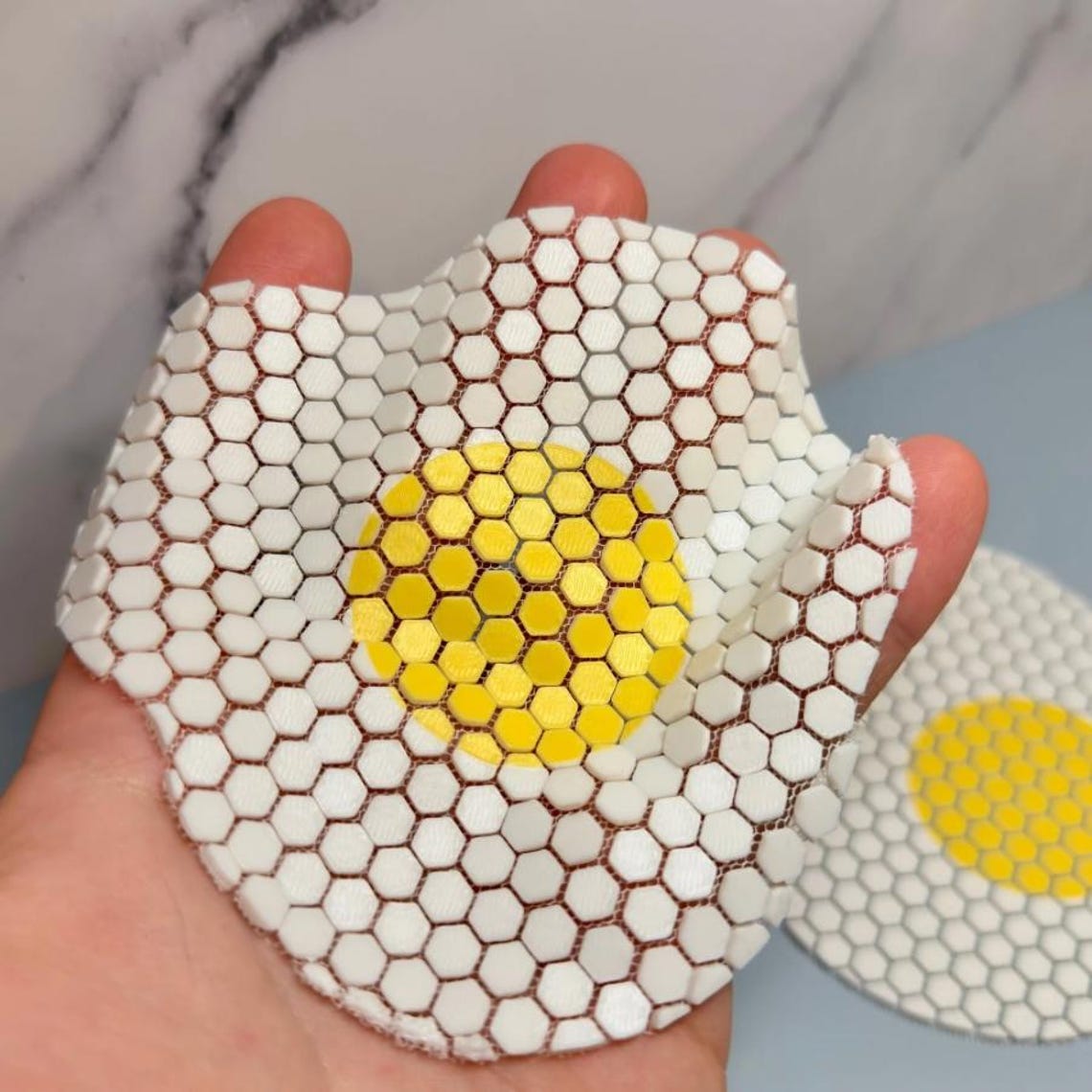 Fidget Fabric Fried Egg | 3D Printed Sensory Toy | Flexible Mesh Egg ...