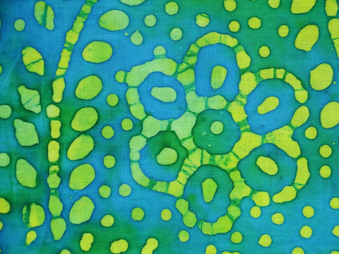 Fat Quarter Green and Blue Batik Cotton Fabric, Sewing, Scissors ...