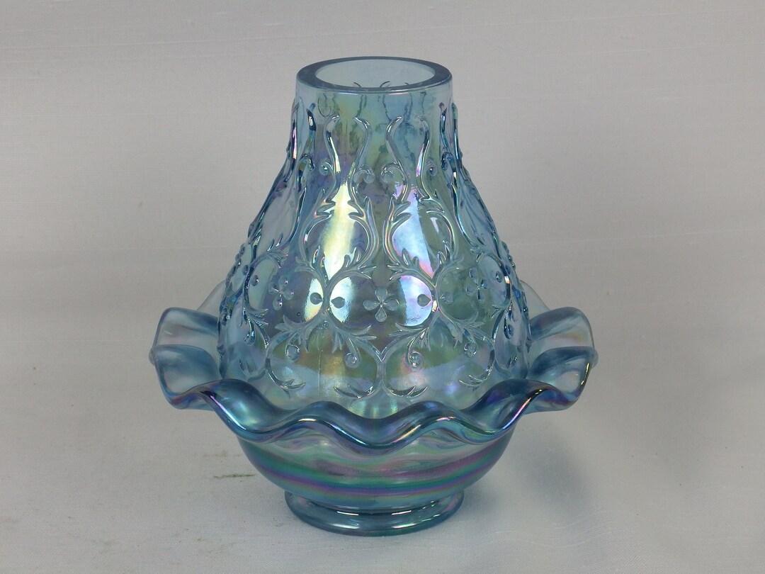 Fenton Art Glass 2001 Iridized Ice Blue Satin Spanish Lace - Etsy