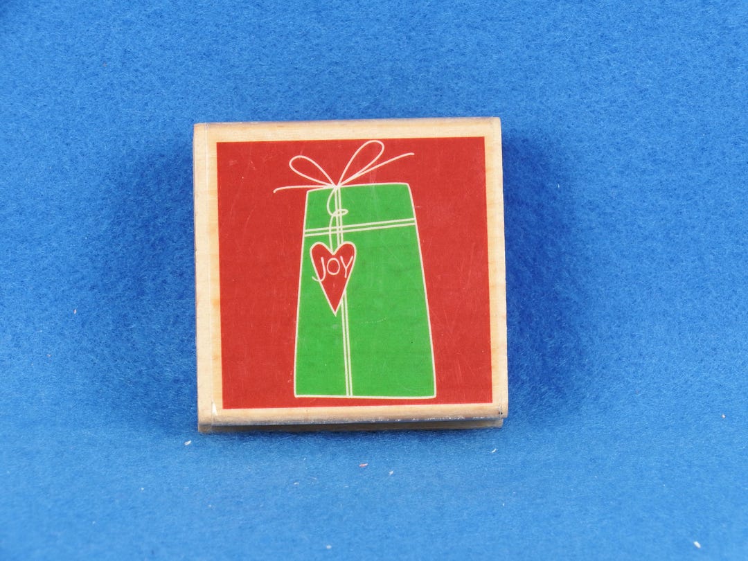 Christmas Gift With Heart Tag Rubber Stamp - Etsy