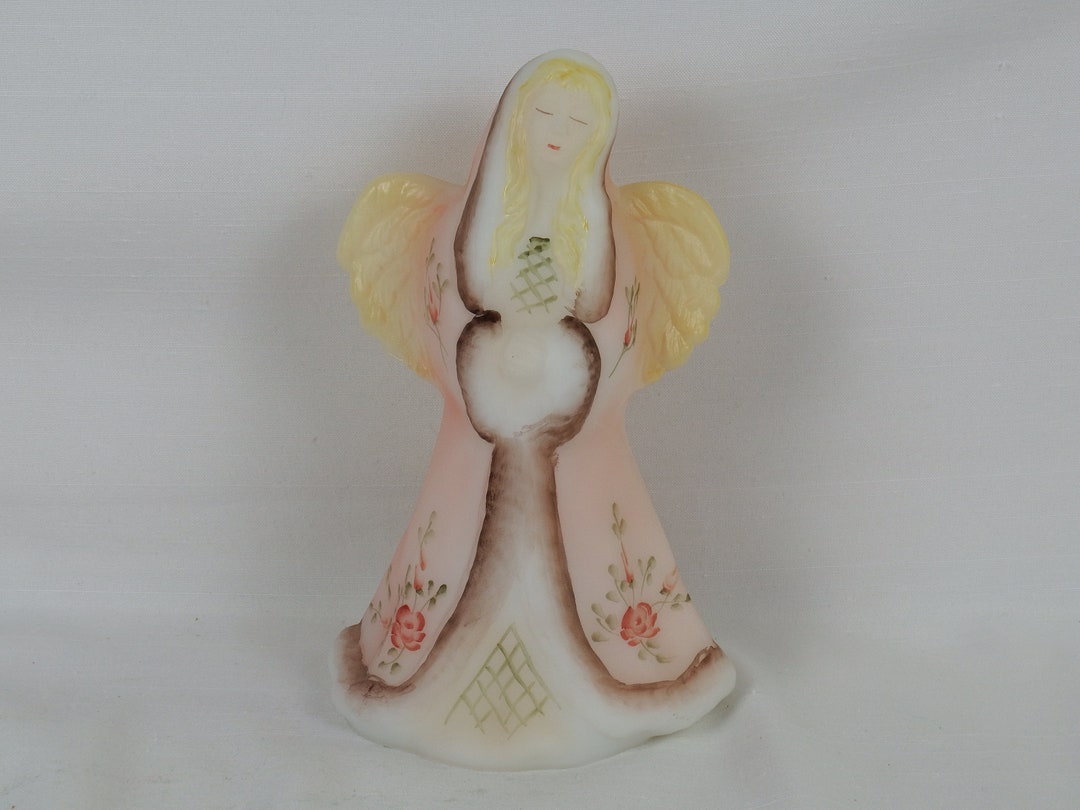 Fenton Art Glass Limited Edition, #560/1000, White Angel With Roses ...