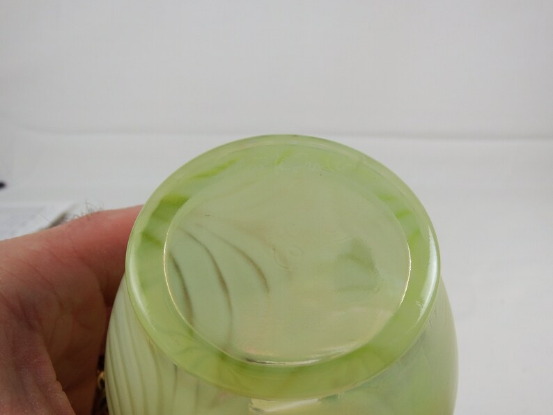 Fenton Art Glass Etched Scott Fenton Signature Iridized Mini Yellow ...