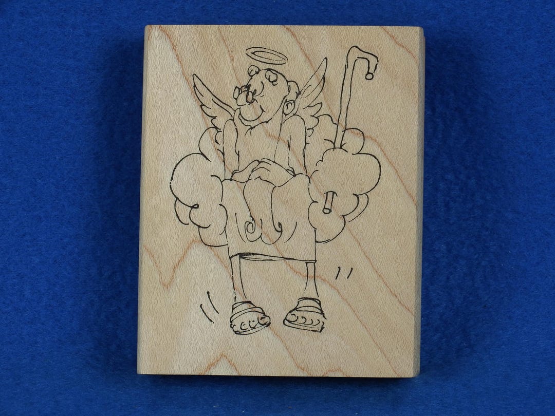 Art Impressions Elderly Angel Rubber Stamp, Guardian Angel, Distressed ...