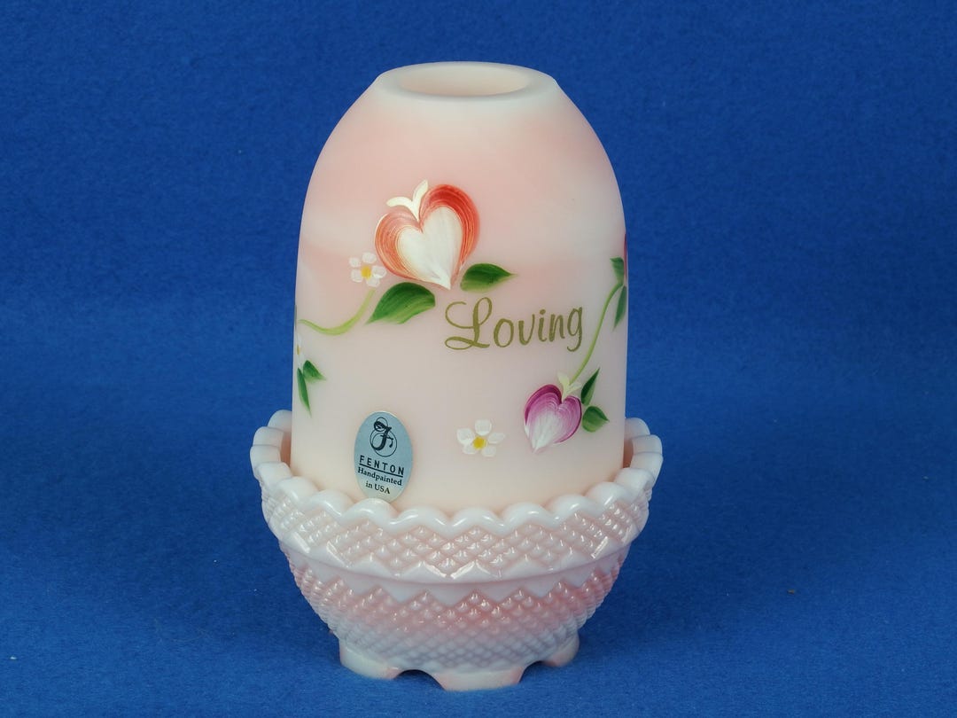 Fenton Art Glass Rosalene Loving Hearts Bloom Fairy Light, Home Decor ...