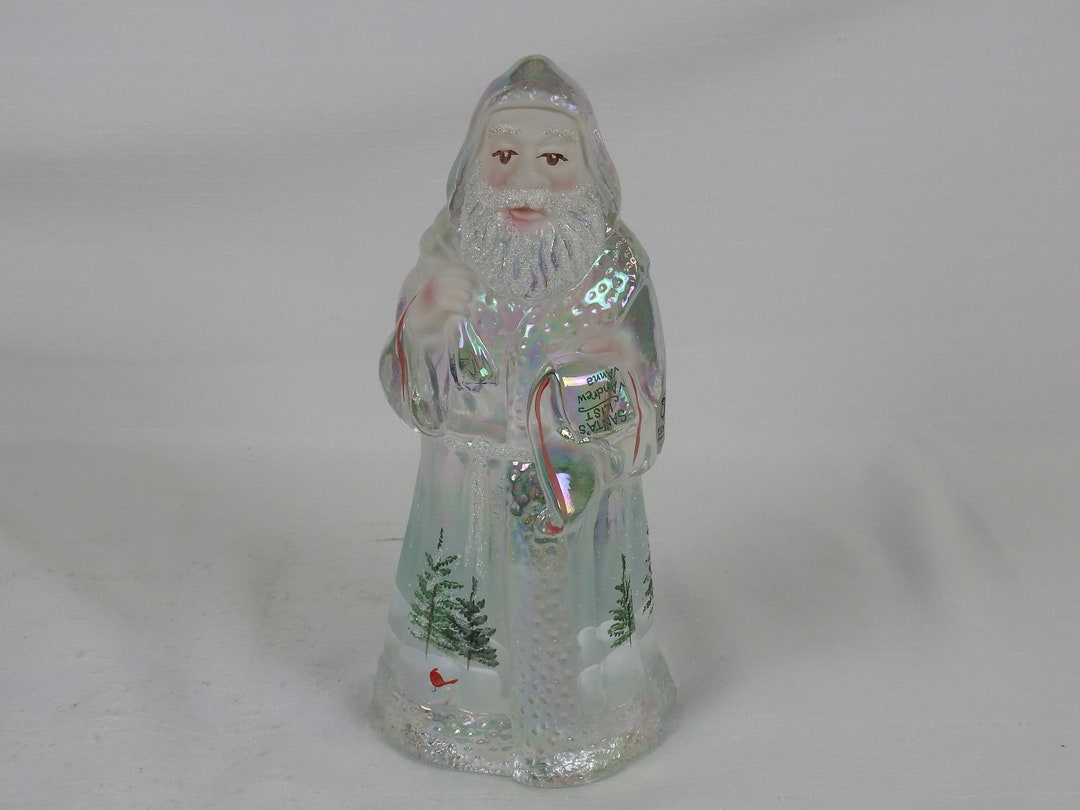 Fenton Art Glass White Iridized Santa Claus Figurine, Fenton, Art Glass ...