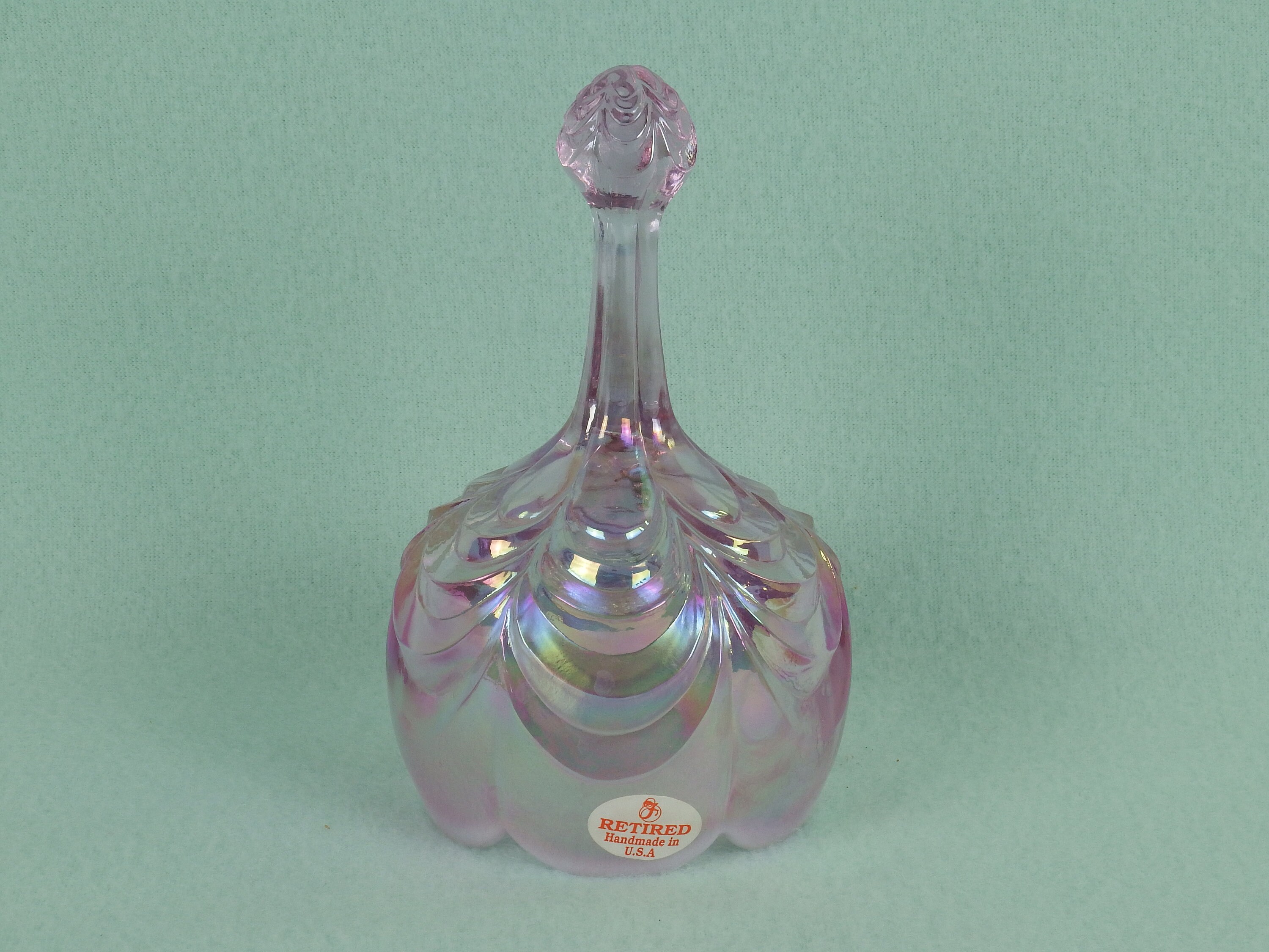 Fenton Art Glass RETIRED Iridized Transparent Pink Drapery Bell, Fenton ...